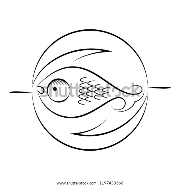 Fish Waves Stylized Line Drawing Logotypes Stock Illustration ...