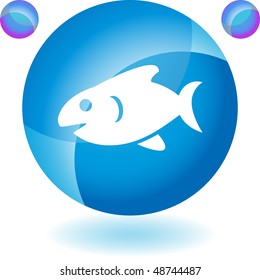 Fish Web Button Isolated On Background Stock Vector (Royalty Free) 48749953