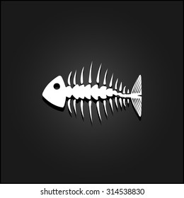 Fishbone White Flat Simple Icon Illustration Stock Illustration ...