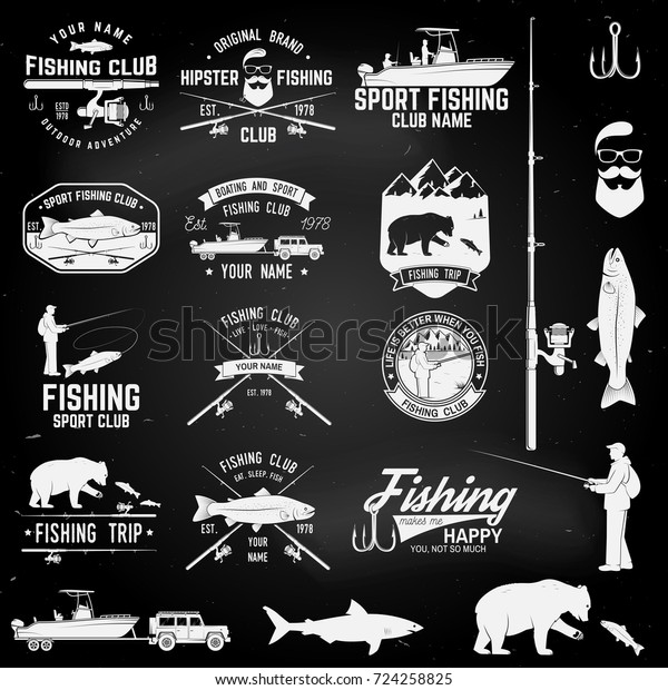 Fishing Club Design Elements On Chalkboard Stock Illustration 724258825 ...