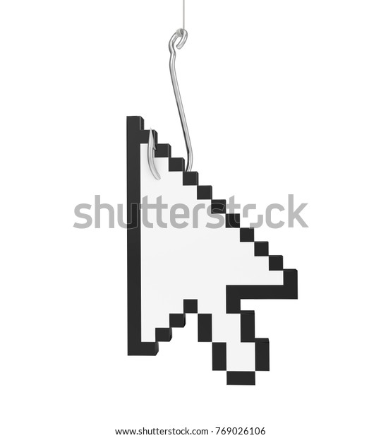 Fishing Hook Mouse Cursor Isolated Clickbait Stock Illustration ...