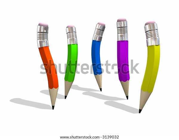 Five Different Colored Curvy Shaped Pencils Stock Illustration 3139032 ...