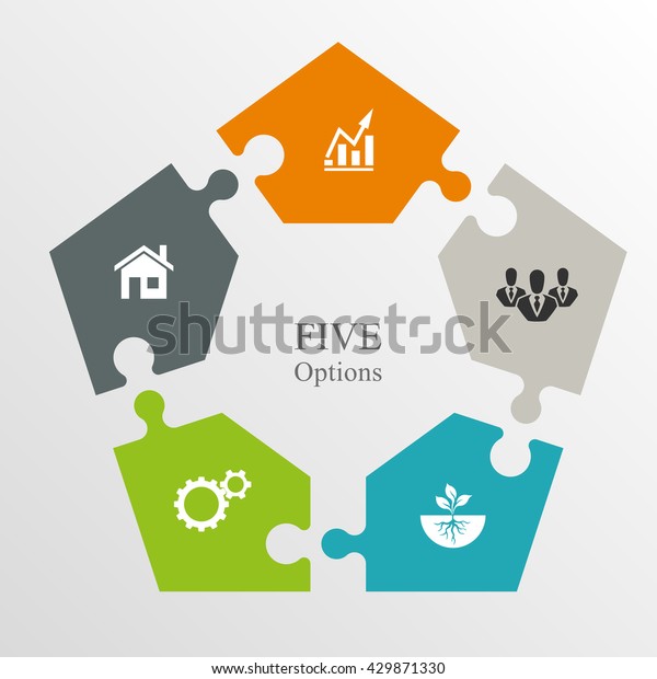 Five Piece Flat Puzzle Round Infographic Stock Illustration 429871330 ...