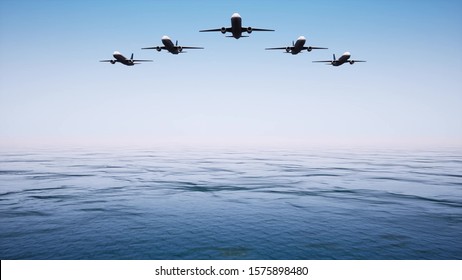 Five Planes Fly Strictly Specific Order Stock Illustration 1575898480 ...