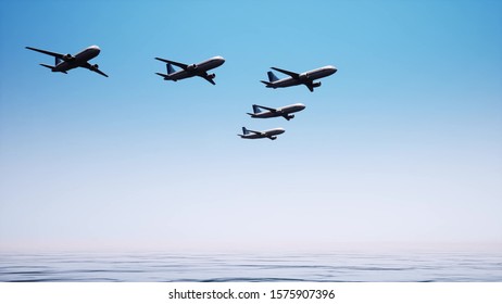 Five Planes Fly Strictly Specific Order Stock Illustration 1575907396 ...