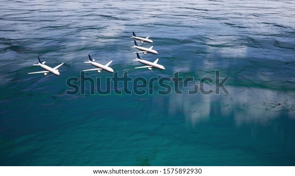 Five Planes Fly Strictly Specific Order Stock Illustration 1575892930 ...