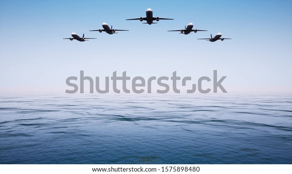 Five Planes Fly Strictly Specific Order Stock Illustration 1575898480 ...