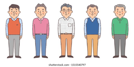 Five Senior Men Different Types Standing Stock Illustration 1515540797 ...