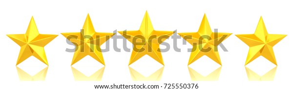 Five Shiny Golden Stars 3d Rendering Stock Illustration 725550376