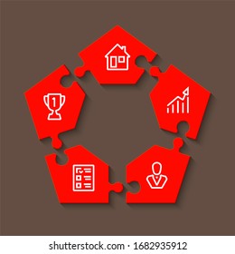 Five Sided Shape Puzzle Presentation Infographic Stock Illustration ...