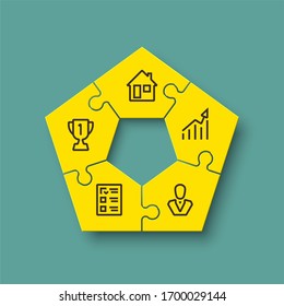 Five Sided Shape Puzzle Presentation Infographic Stock Illustration ...