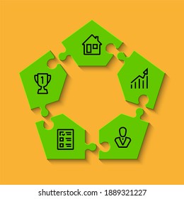 Five Sided Shape Puzzle Presentation Infographic Stock Vector (Royalty ...