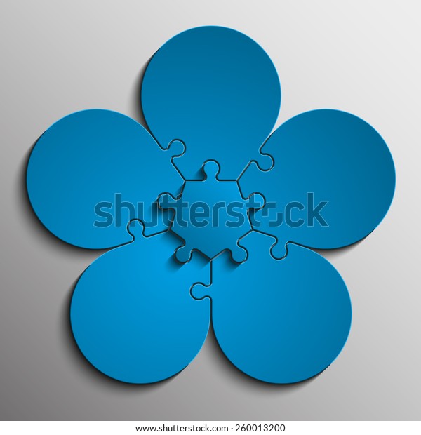 Fivepointed Flower Piece Flat Puzzle Round Stock Illustration 260013200