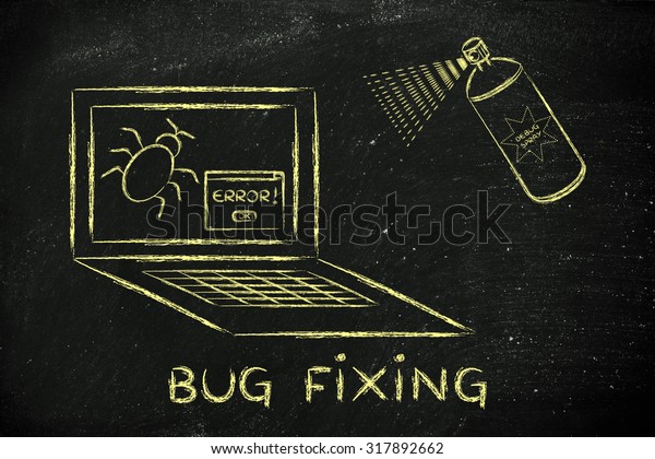 Fixing Computer Bugs Spray Funny Illustration Stock Illustration 317892662