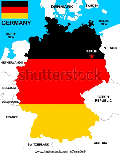 Flag Colored Map Germany Neighbors Stock Illustration 67666069