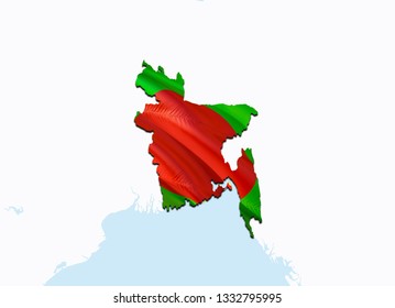 Flag Map Bangladesh 3d Rendering Bangladesh Stock Illustration ...