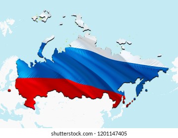 Flag Map Russia 3d Rendering Russia Stock Illustration 1201147396