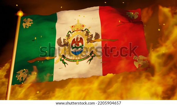 Flag Second Mexican Empire Burning War Stock Illustration 2205904657 ...