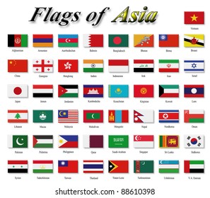 Asian Continent Flags Complete Set Original Stock Vector (Royalty Free ...