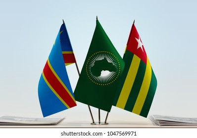 Flags Democratic Republic Congo Drc Droc Stock Illustration 1047569971