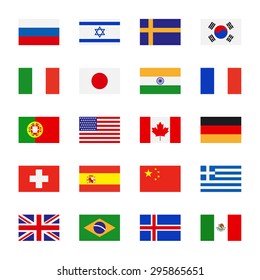Flags Icons Flat Style Simple Flags Stock Illustration 295865651