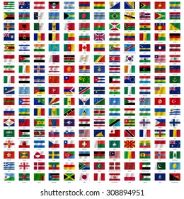 Flags World Map On White Background Stock Illustration 308894951