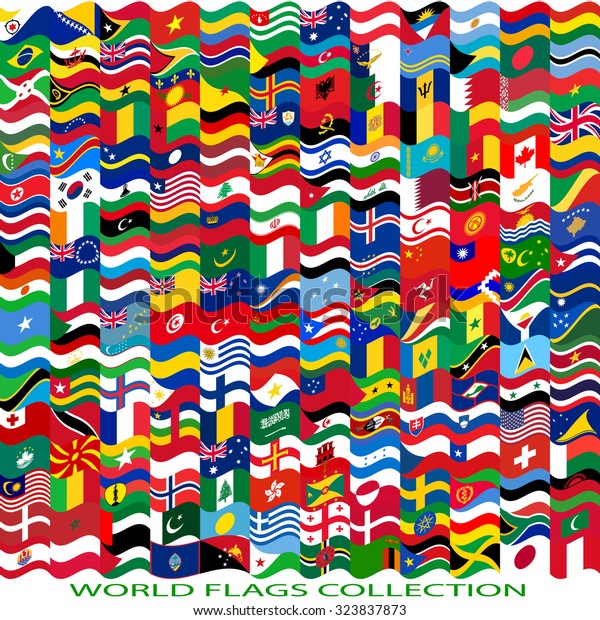 Flags World Map On White Background Stock Illustration 323837873 ...