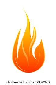 Flame Fire Over White Background Stock Illustration 49120240