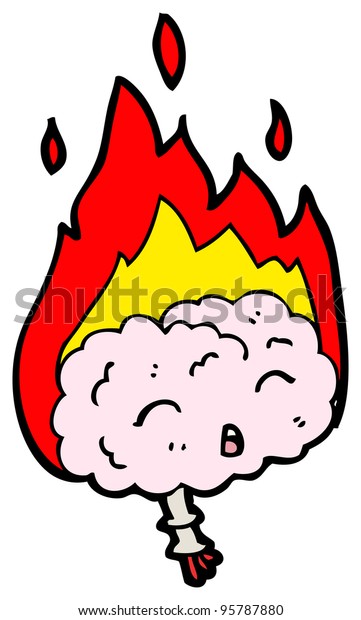 Flaming Brain Cartoon Raster Version Stock Illustration 95787880 ...