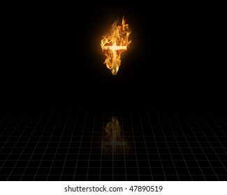 Flaming Cross Dark Stock Illustration 47890519