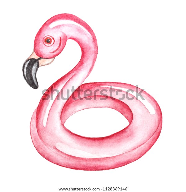 Flamingo Inflatable Pool Float Watercolor Illustration Stock ...