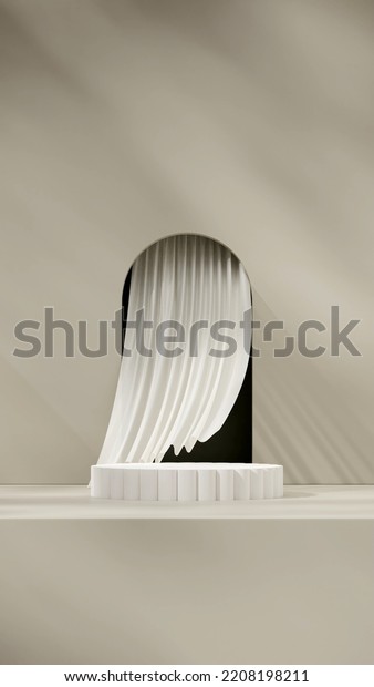 Flapping Curtain 3d Rendering Mockup Scene Stock Illustration ...