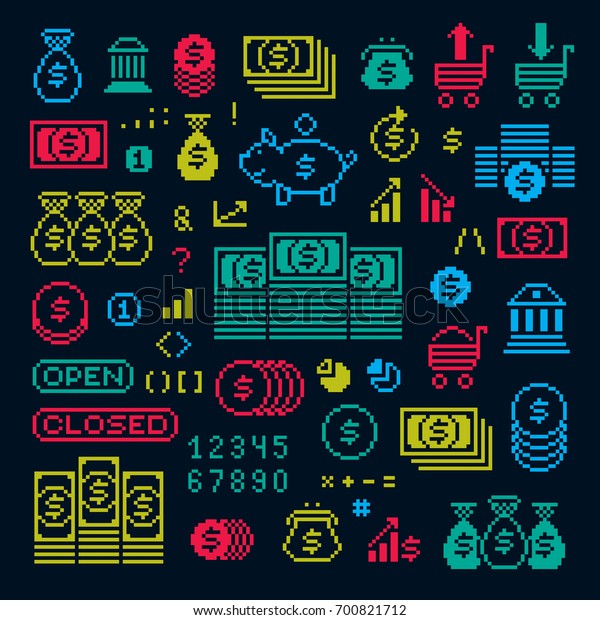 Flat 8 Bit Icons Collection Simple Stock Illustration 700821712 ...