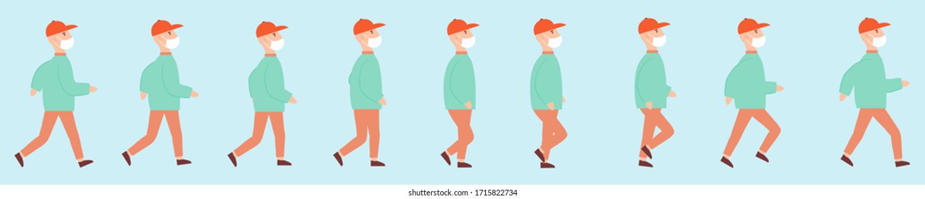 Flat Animation Gait Human Man Protective Stock Illustration 1715822734 ... Flat Animation Gait Human Man Protective Stock Illustration 1715822734 ...