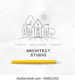 Flat Architect Studio Logo Design Isolated Stock Illustration 456811351