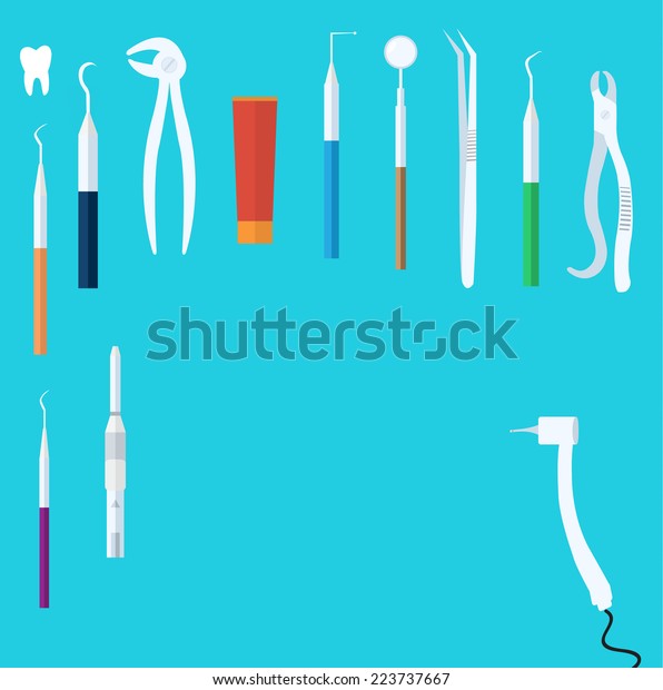 Flat Dental Instruments Set Design Concept Stock Illustration 223737667 ...