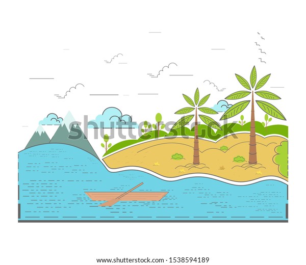 Flat Design Concept View Ocean Stock Illustration 1538594189 | Shutterstock