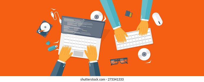 Flat Header Programming Coding Online Web Stock Illustration 273341333 Shutterstock