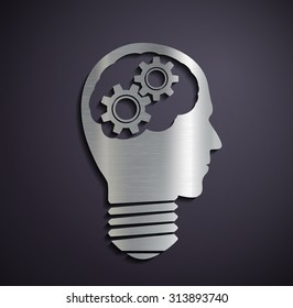 Flat Metallic Logo Head Mechanical Gears Stock Vector (Royalty Free ...