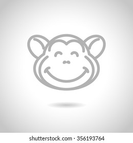 Flat Monkey Head Illustration Simple Smiling: Stockillustration ...