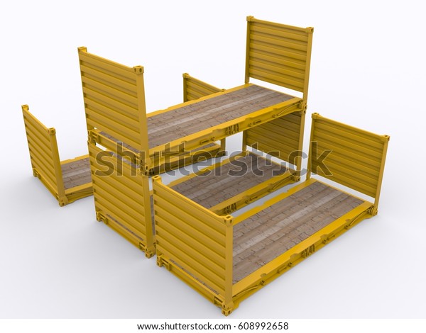 Flat Rack Container 3d Rendering Stock Illustration 608992658