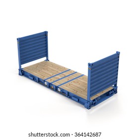 Flat Rack Container Blue On White Stock Illustration 364142687