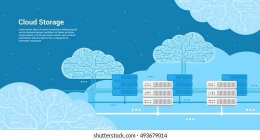 Flat Style Banner Cloud Storage Cloud Stock Vector (Royalty Free) 414238159
