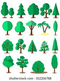 Green Summer Forest Tree Flat Icons Stock Illustration 539153866