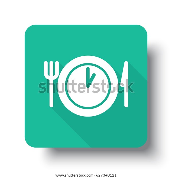 Flat White Lunch Time Web Icon Stock Illustration 627340121