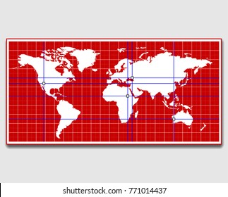 Flat World Map Pacific Ocean Planet Stock Illustration 771014437 ...