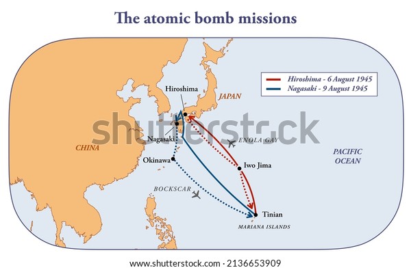 Flight Map Atomic Bomb Missions Hiroshima Stock Illustration 2136653909 ...