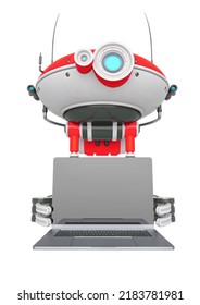 Floating Robot Holding Notebook White Background Stock Illustration ...