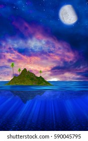 Floating Tropical Island 3d Render Some Stock Illustration 590045795 ...