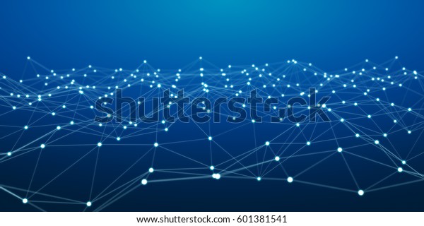 Floating White Blue Dot Network On Stock Illustration 601381541